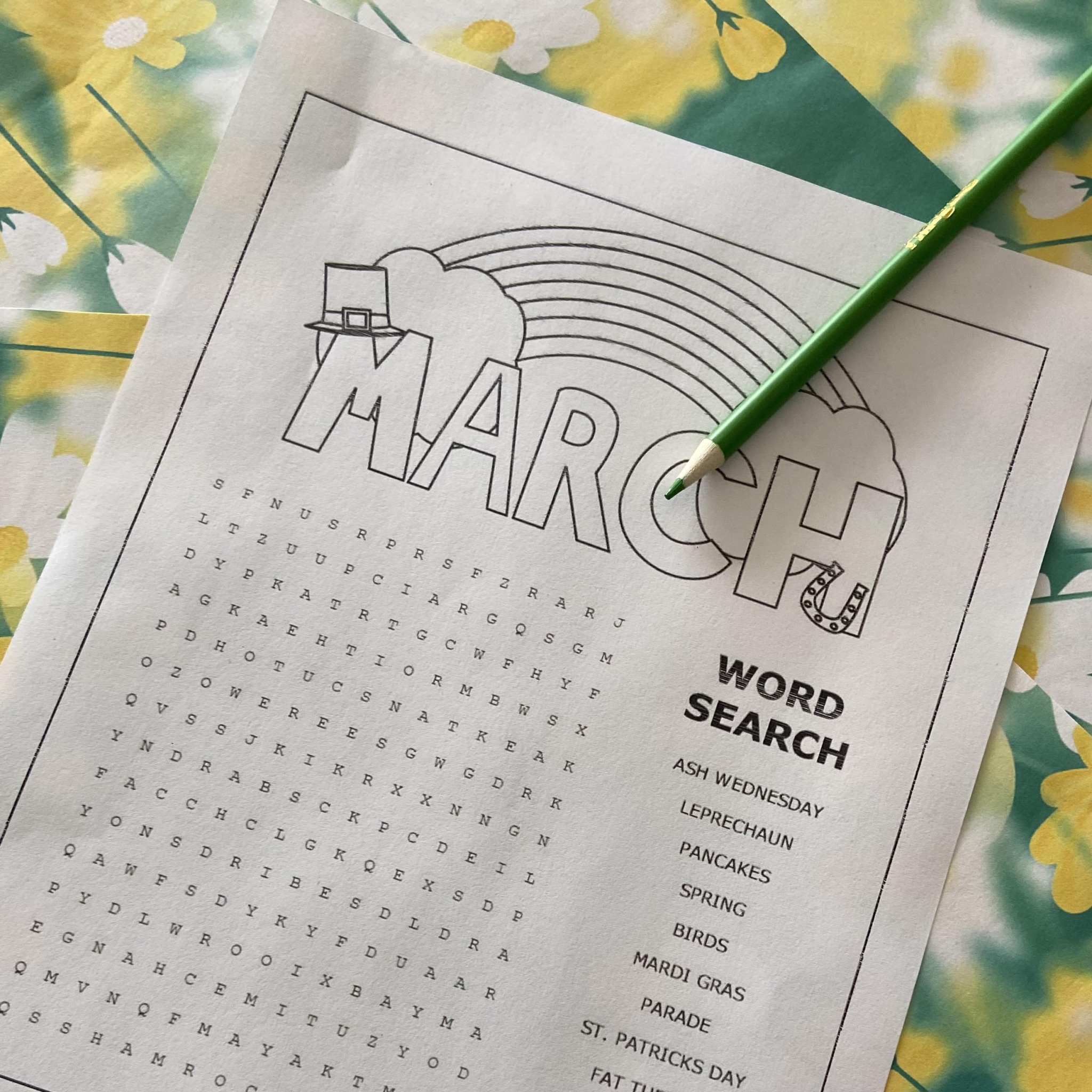 Printable March Word Search