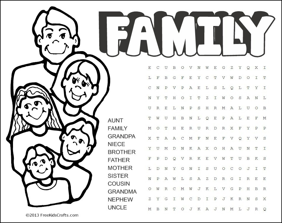 Printable Family Word Search Printable Family Word Search