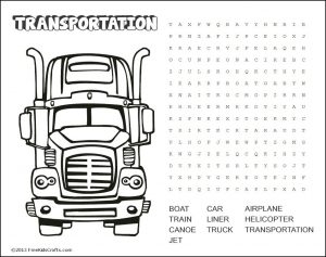 Printable Transportation Word Search Puzzle